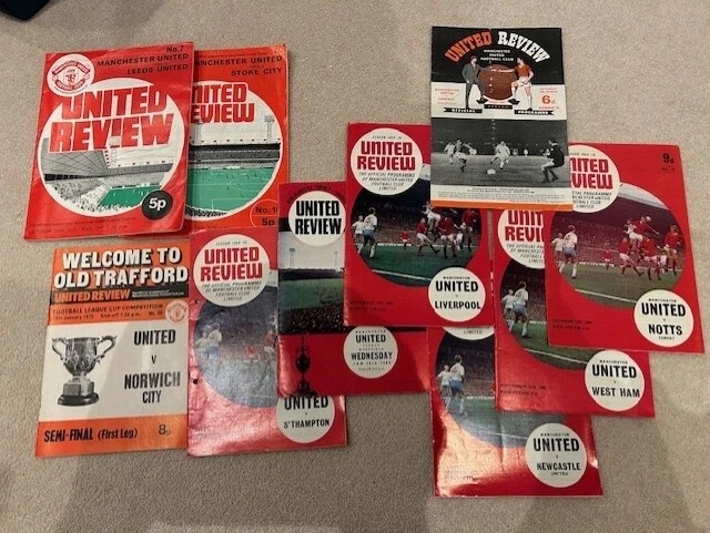 10 MAN UTD home programmes from late sixties early seventies - great ...