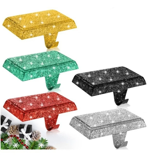2 PACK IRON Christmas Stocking Holders with Heavy Base for Mantel Hooks ...