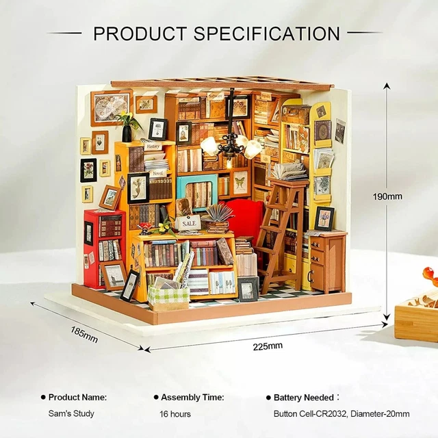 ROLIFE SAM’S STUDY Library DIY Miniature House Kit 3D Puzzle DG102 £31.39 - PicClick UK