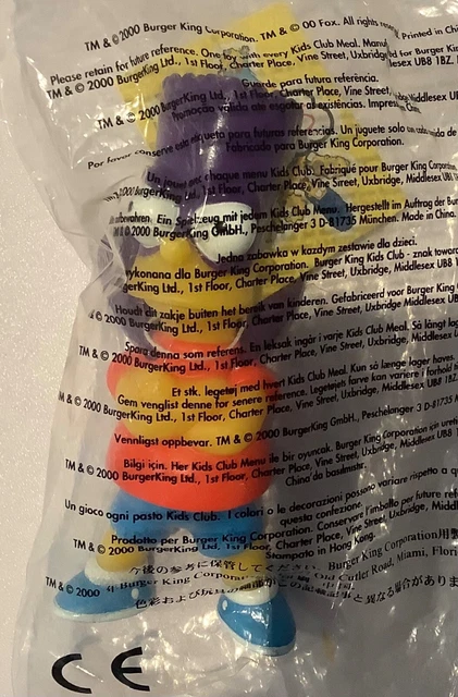 BURGER KING THE Simpsons 2000. Uk Bart Simpson Mip. Plus Free Bk Comic ...