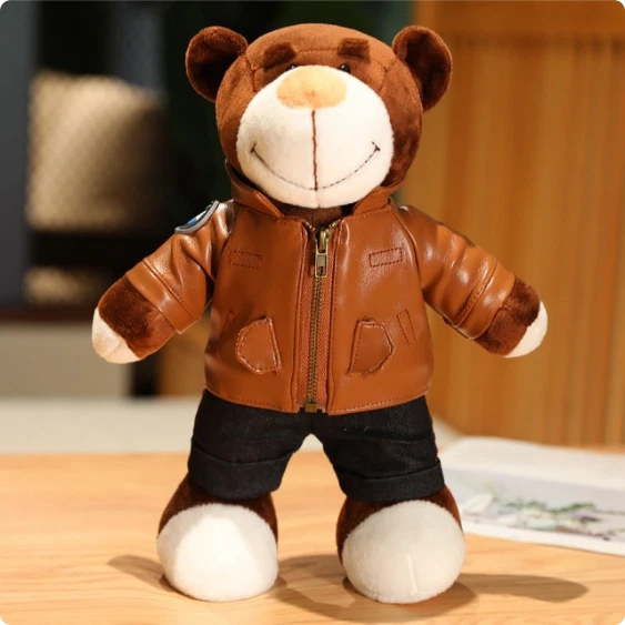 CREATIVE MOTORCYCLE TEDDY Bear Plush Toys Stuffed Bear Brown Jacket ...