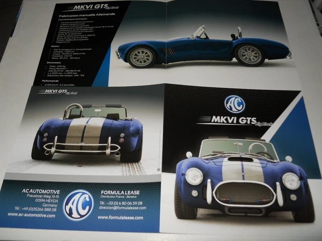 AC COBRA BROCHURE catalogue Réplica modèle AC MkVI GTS année 2013 ...