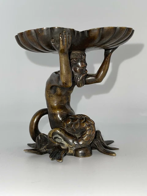 BRONZE FIGUR TRITON Meermann Neptun Melusine Sculptur Grand Tour Italy ...