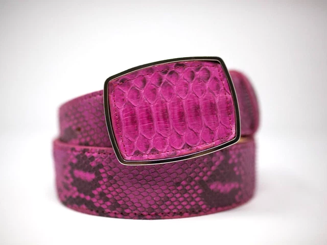 MATTE PINK PYTHON Belly Snake Belt with Removable Buckle $179.00 - PicClick