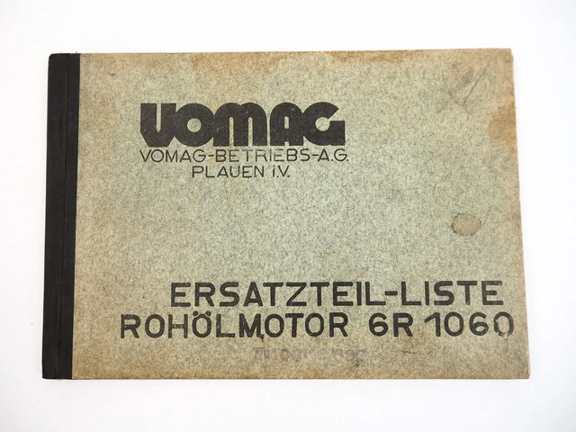 VOMAG 6R1060 MOTOR Ersatzteilliste ca. 1940 z.B. in LKW Wehrmacht 5LR ...