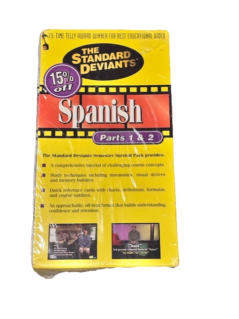 THE STANDARD DEVIANTS Spanish Parts 1 & 2 Sealed VHS Tapes Salsa-Riffic ...