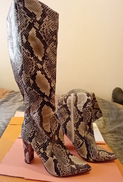 RIVER ISLAND, SNAKE Knee Boots, UK-7/Eur-40, (RRP £95) New £65.00 ...