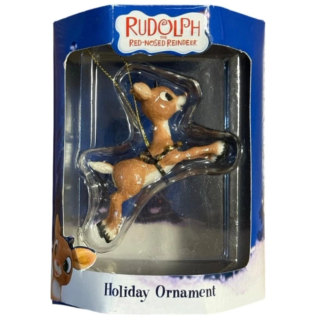 VINTAGE ENESCO RUDOLPH The Red-Nosed Reindeer Flying Christmas Ornament ...
