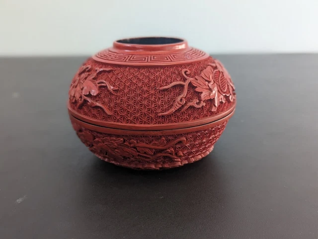 VINTAGE ANTIQUE CHINESE Red Cinnabar Ginger Jar Hand Carved Floral $149 ...