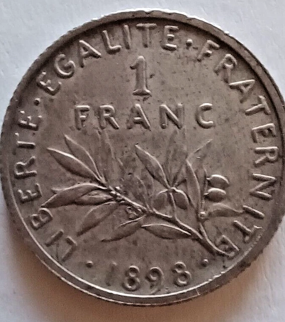 @TRÈS RARE ET Très Belle Pièce de 1 Franc 1898 Flan Mate En Argent Semeuse @ EUR 140,00 ...