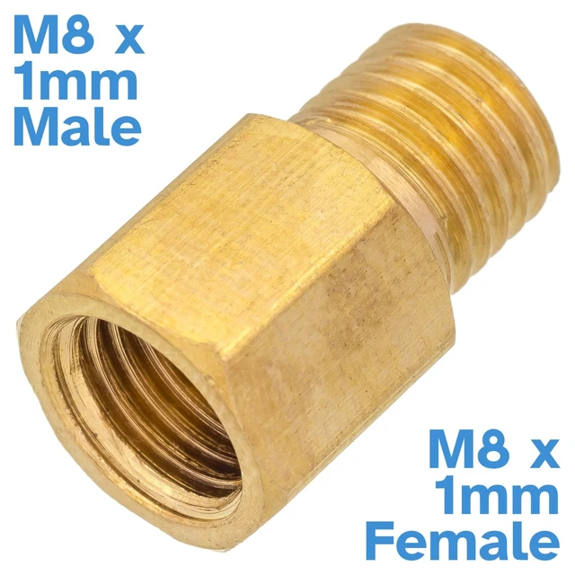 BRASS FEMALE M8 x 1mm To Male M8 x 1mm Pipe Reducer Threaded Adapter ...