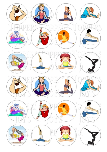 24 YOGA CUPCAKE Topper Wafer Rice Edible Fairy Cake Bun Toppers £3.00 ...
