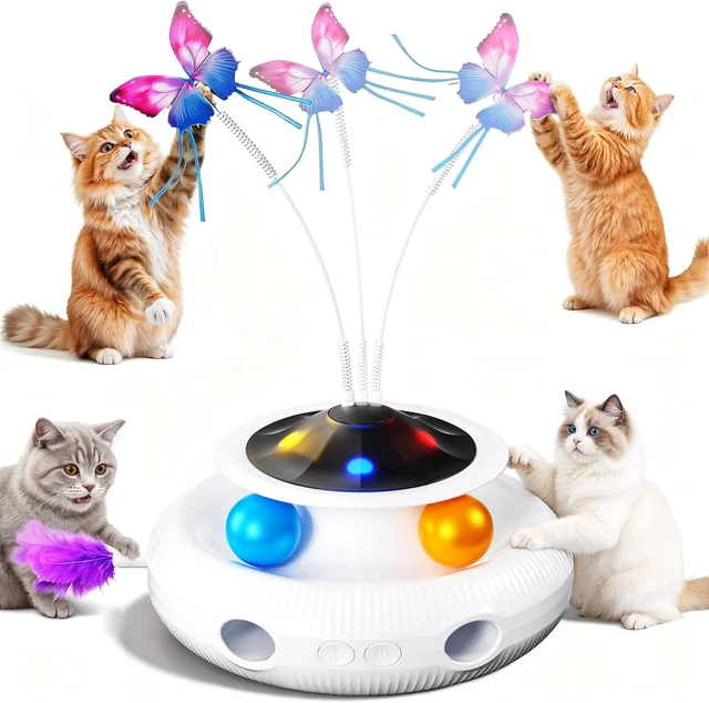 INTERACTIVE CAT TOYS - 3In1 Automatic Cats Toy Indoor, Hide and Seek ...