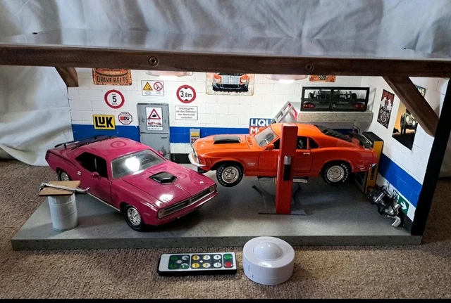 DIORAMA WERKSTATT 1:18 mit komplett Ausstattung LED Modellbau ...