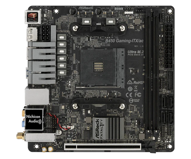 ASROCK B450 GAMING-ITX/AC Motherboard AMD B450 socket AM4 DDR4 M.2 Mini ...