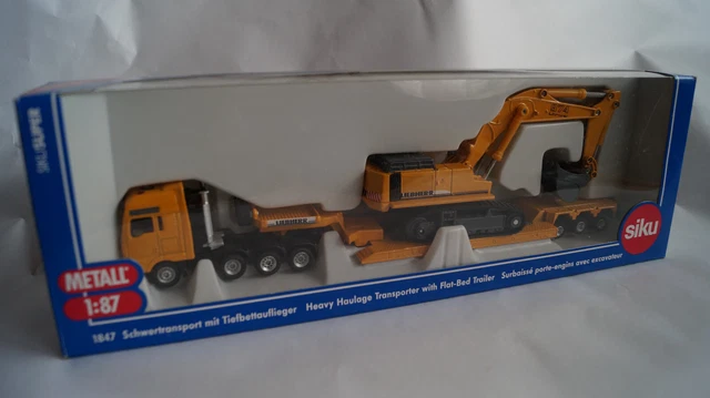 SIKU 1847 SCHWERTRANSPORTER mit Tiefbettauflieger / Liebherr OVP 1:87 ...