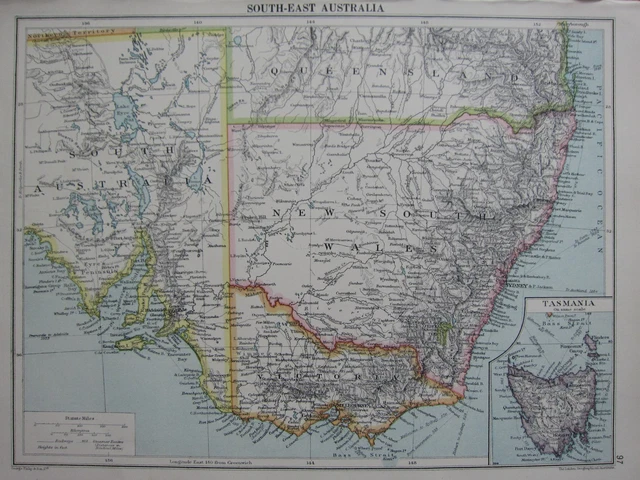1930 MAP ~ South East Australia Victoria New South Wales Inset Tasmania ...
