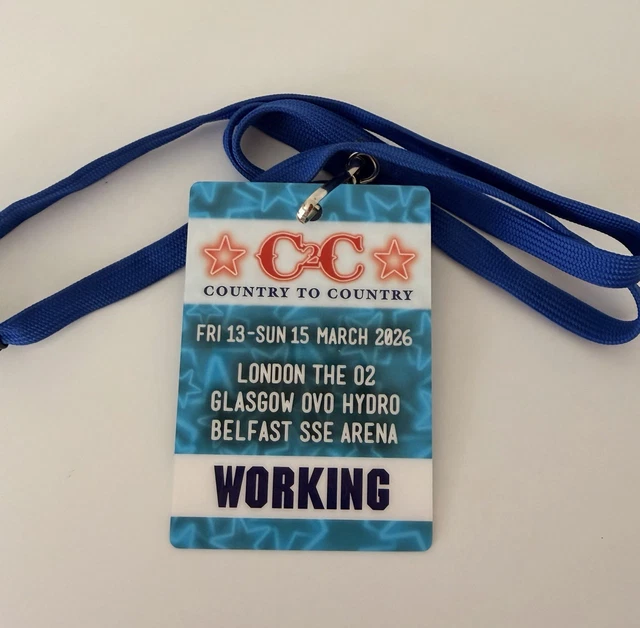C2C 2026 WORKING Pass Backstage Crew OVO Hydro Glasgow Scotland ...