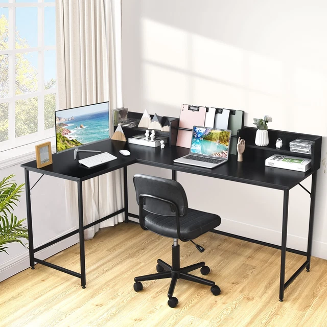 L-SHAPED CORNER COMPUTER Desk Industrial PC Table Workstation Home ...