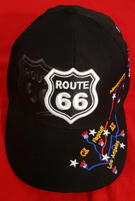 ROUTE 66 BASEBALL Cap. Great Embroidery. Map of The Route. Double Logo ...