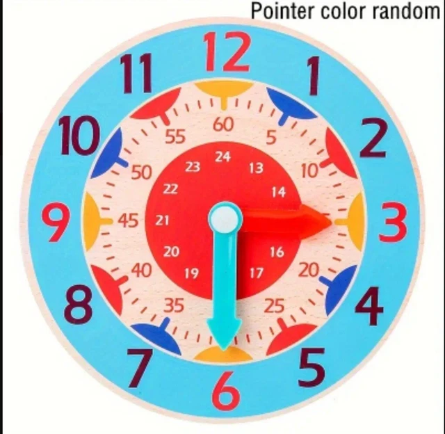 MONTESSORI EDUCATIONAL CLOCK Learn To Tell Time Kids Teaching Aid ...