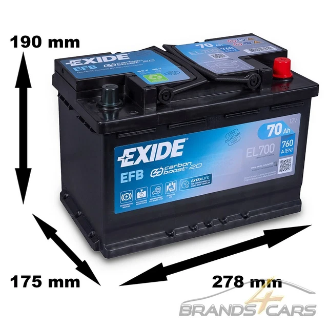 EXIDE CAR BATTERIES 12V 70Ah STARTER BATTERY 760A EL700 EFB START STOP £106.61 - PicClick UK