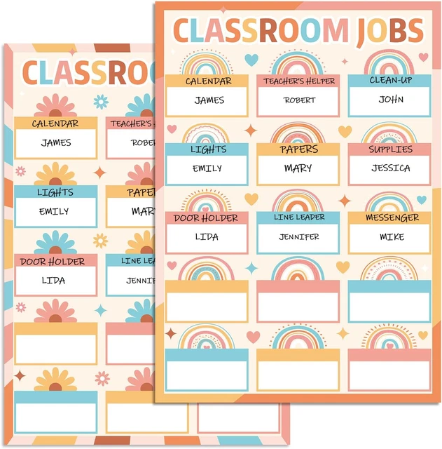 GROOVY CLASS JOBS Chart for Classroom Retro Themed Class Jobs Bulletin ...