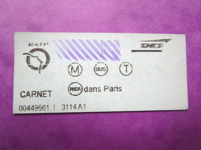 SNCF RATP TICKET Metro - bus - rer - T - urban section - PARIS - TBE £1.32 - PicClick UK