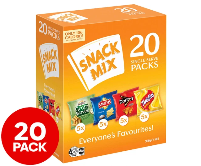 1 BOXES, SMITH'S Snack Mix Box Chips Assorted 395g 20pk* $12.49 ...