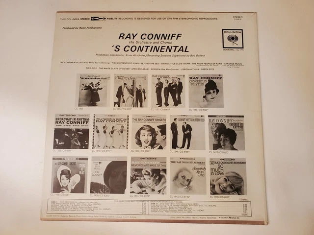 RAY CONNIFF - 'S Continental (Vinyl Record LP) $15.99 - PicClick CA