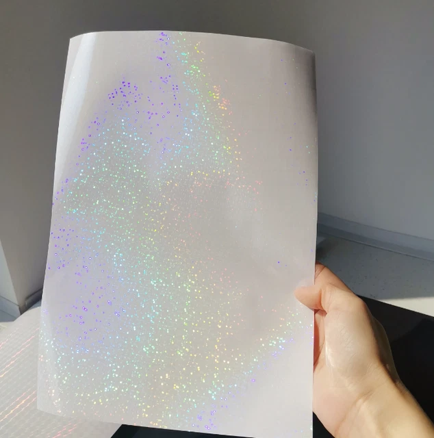 45 SHEETS LASER Holographic Label Sticker Paper Clear Vinyl Laminating ...