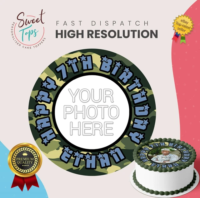 ARMY PLUS PHOTO Edible Round Birthday Cake Topper Decoration ...