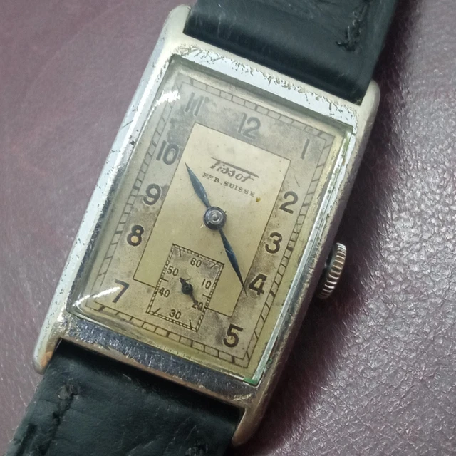 TISSOT RECTANGULAR TANK Art Deco Gents Military CAL. 20 Rare Vintage ...
