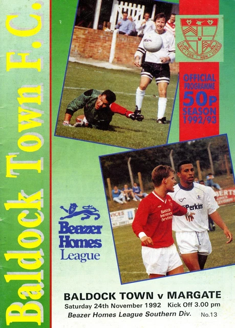 MATCH DAY PROGRAMME ASHFORD TOWN v MARGATE Season 1992 - 93 £3.68 ...