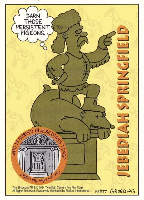 JEBEDIAH SPRINGFIELD 1994 Skybox Bongo Comics Simpsons Series 2 ...