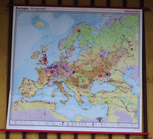 PULL-DOWN WALL CHART Mural Map of Europe 2. World war 1945 – 1970 ...