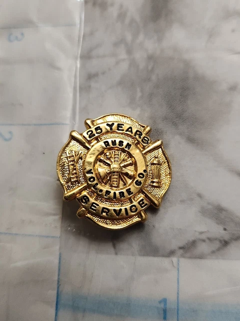 VINTAGE RUSH FIRE Department 25 Years of Service Badge / Pin £15.90 ...