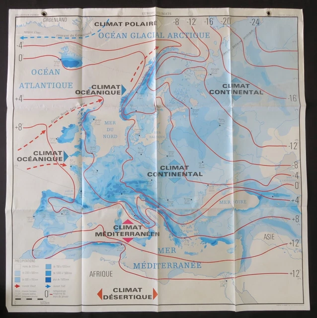 CARTE GÉOGRAPHIE ÉCOLE EUROPE climat URSS éditions ROSSIGNOL EUR 45,00 ...