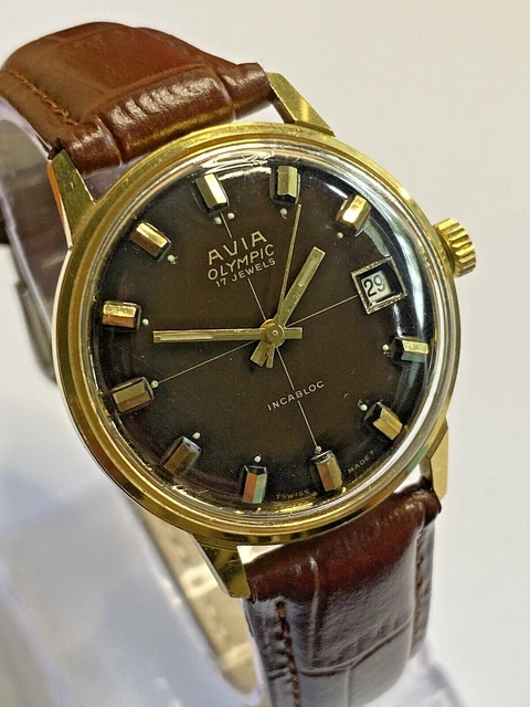 AVIA OLYMPIC VINTAGE Gold Plate Watch. Just Serviced £36.00 - PicClick UK