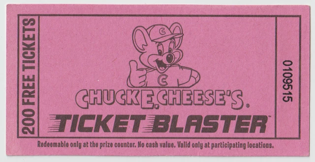 RARE: CHUCK E. Cheese Ticket Blaster 200 Tickets Original Prize Redeem ...