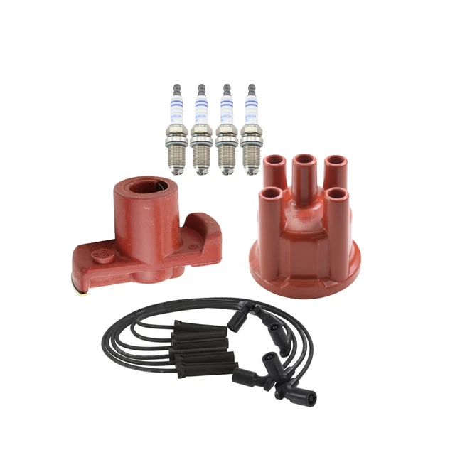 BOSCH DISTRIBUTOR CAP Rotor 4 Spark Plugs Denso Wire Kit for Golf Jetta ...