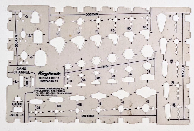 1970S ENGINEERING DRAWING KAYLOCK MINIATURES TEMPLATE #1 anchor nuts ...