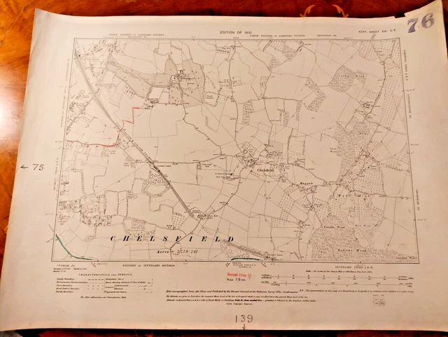 ORIGINAL 1910 OS Map Sheet Chelsfield Knockholt Well Hill Maypole ...
