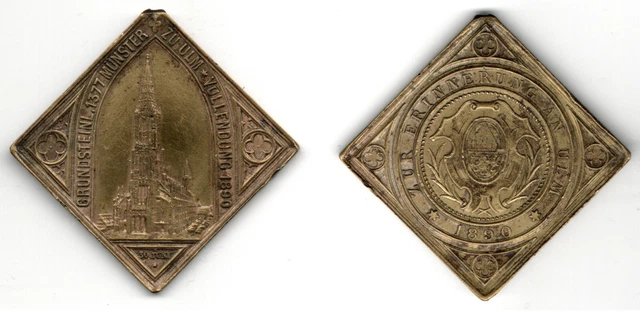 RAR! MEDAILLE KLIPPE zur Vollendung des Münsters zu Ulm 1890 ss+ EUR 6 ...