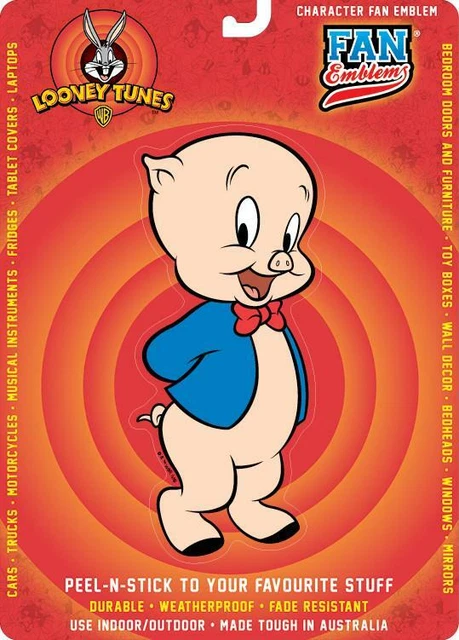 LOONEY TUNES PORKY Pig Character Domed Automotive Decal Sticker Emblem ...