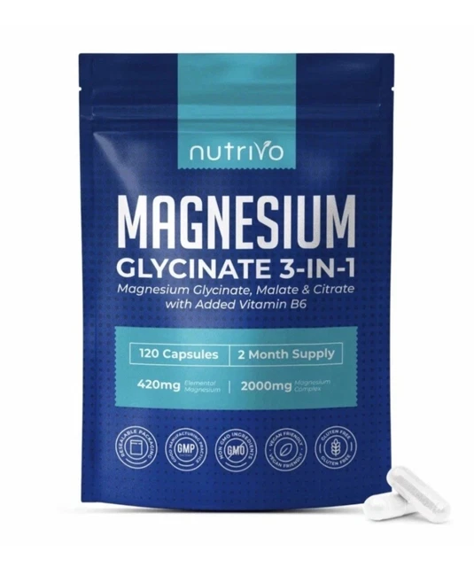 MAGNESIUM GLYCINATE 3-IN-1 Complex 2000mg | 120 capsules I 2 months ...