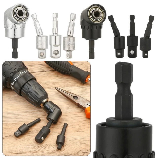105°RIGHT ANGLE SCREWDRIVER Drill Bits Sockets Adapter Extension Power ...