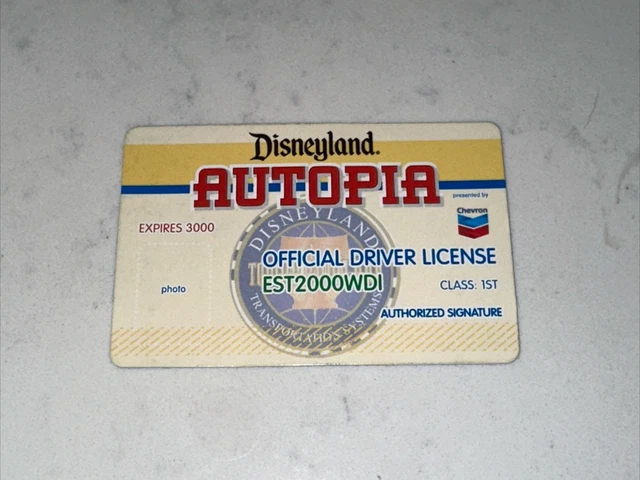 DISNEYLAND AUTOPIA OFFICIAL Driver License Card $4.00 - PicClick