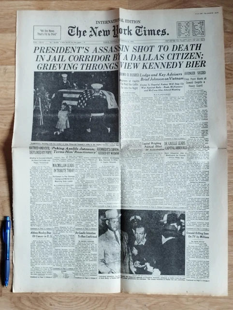 THE NEW YORK Times November 28, 1963 Kennedy Jfk Assassination $26.86 ...