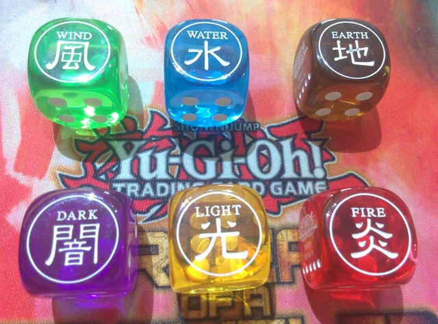 YU-GI-OH! 6 ATTRIBUTE Dice Set - Earth Wind Fire Water Dark Light Dark ...